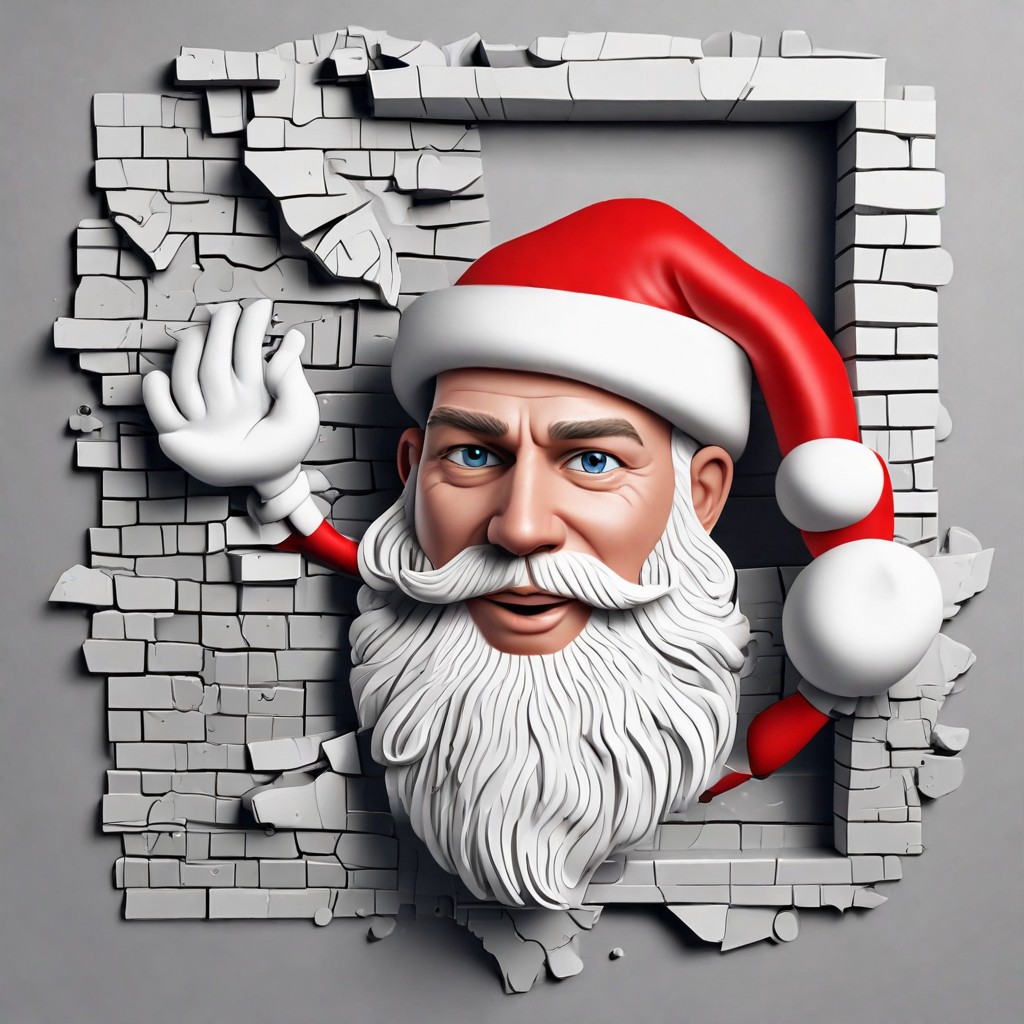 Convert Photo to 3D Cartoon Santa Bursting Through a Wall Style (Free ...
