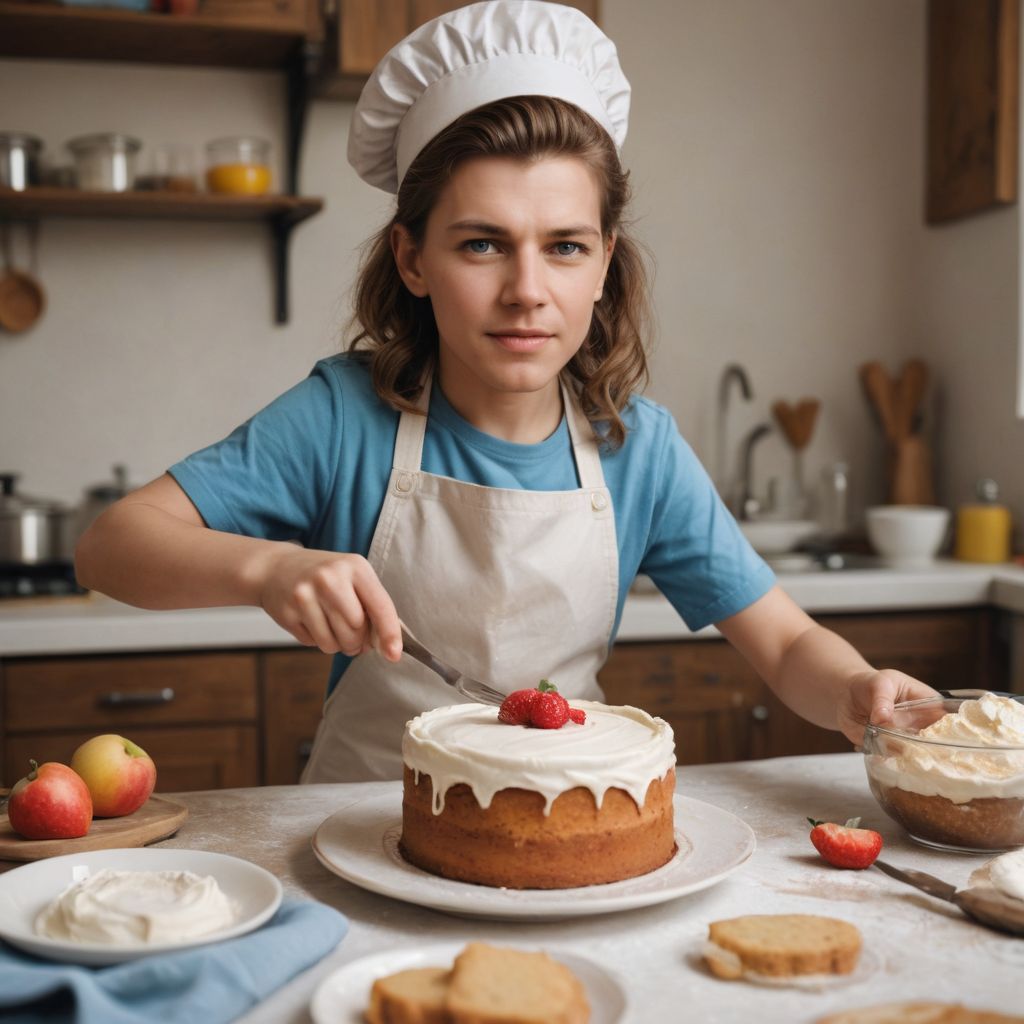 Convert Photo to Realistic Color Little Girl Baking a Cake Style (Free ...