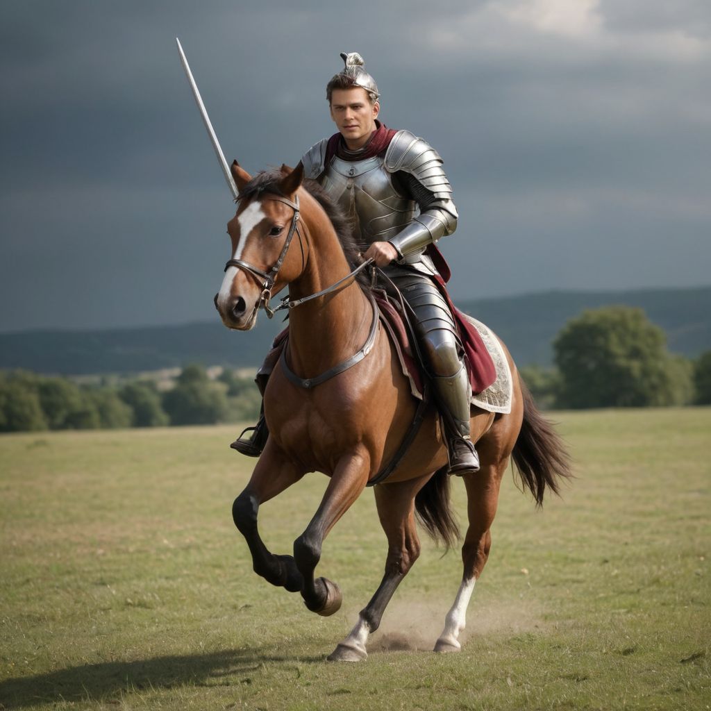 Convert Photo to Roman Knight on Horse Holding a Sword Style (Free ...