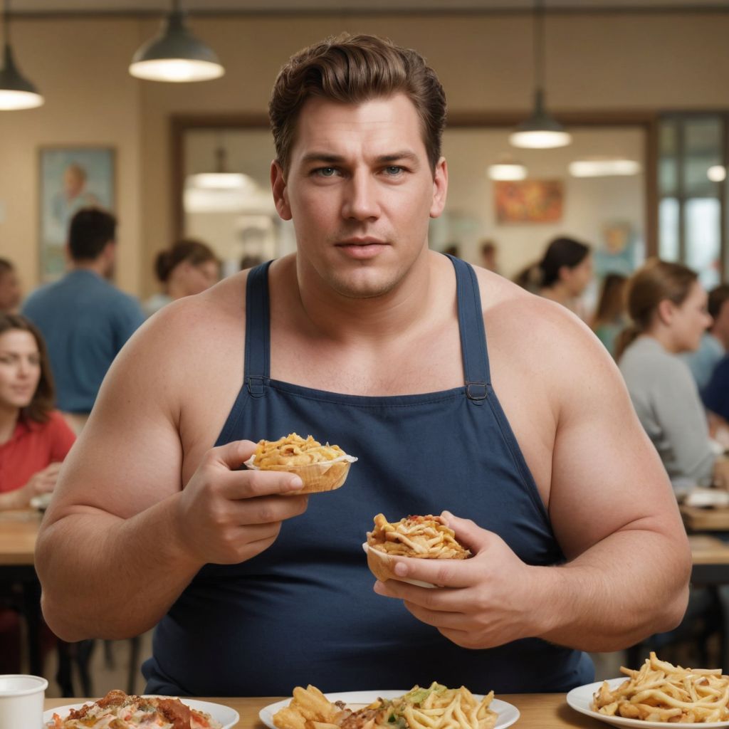 Convert Photo to Super Fat Man Eating at Cafeteria Style (Free Online ...