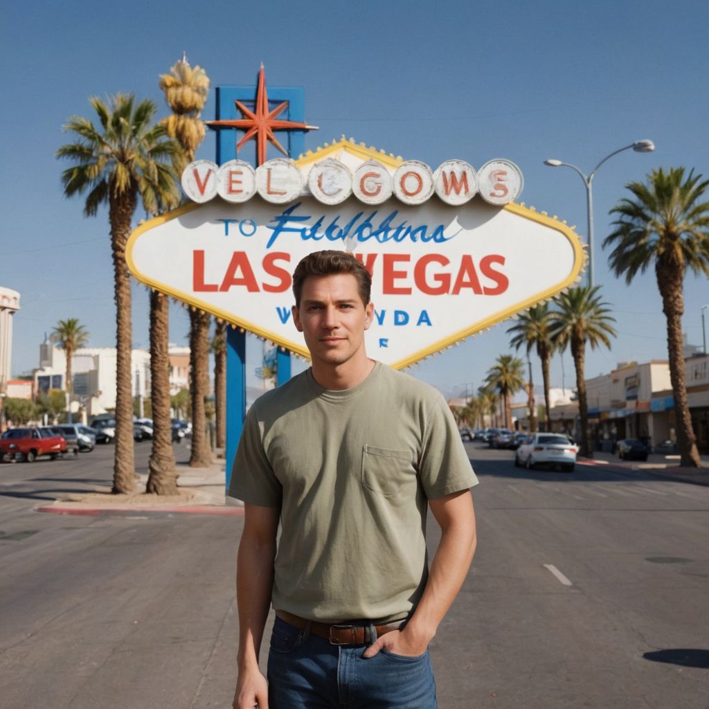 Convert Photo to Super Realistic in Front of the Las Vegas Sign Style ...