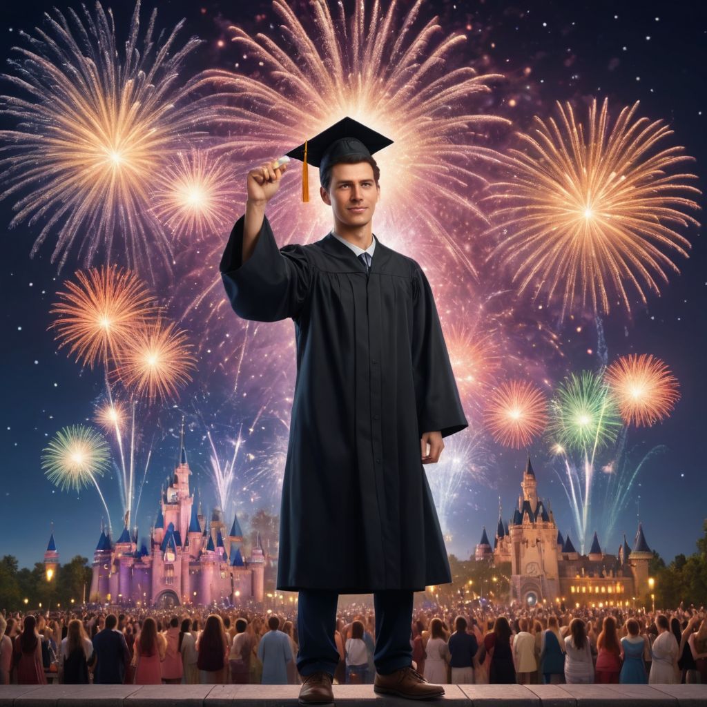 Convert Photo to Disney Fireworks with Graduation Symbols Style (Free ...