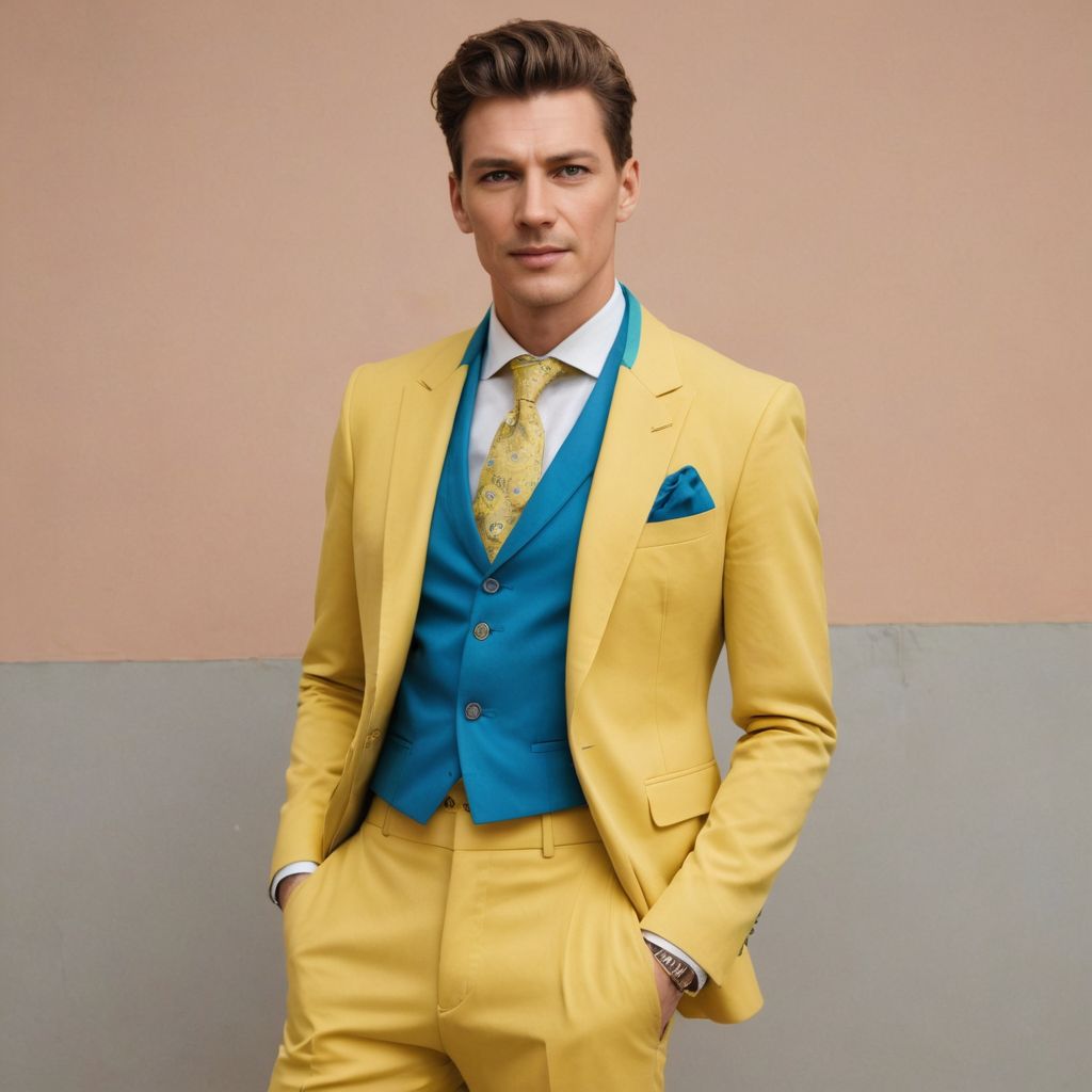 Convert Photo to Long Ruffle Jacket Yellow Blue Pink Green Suit Style ...