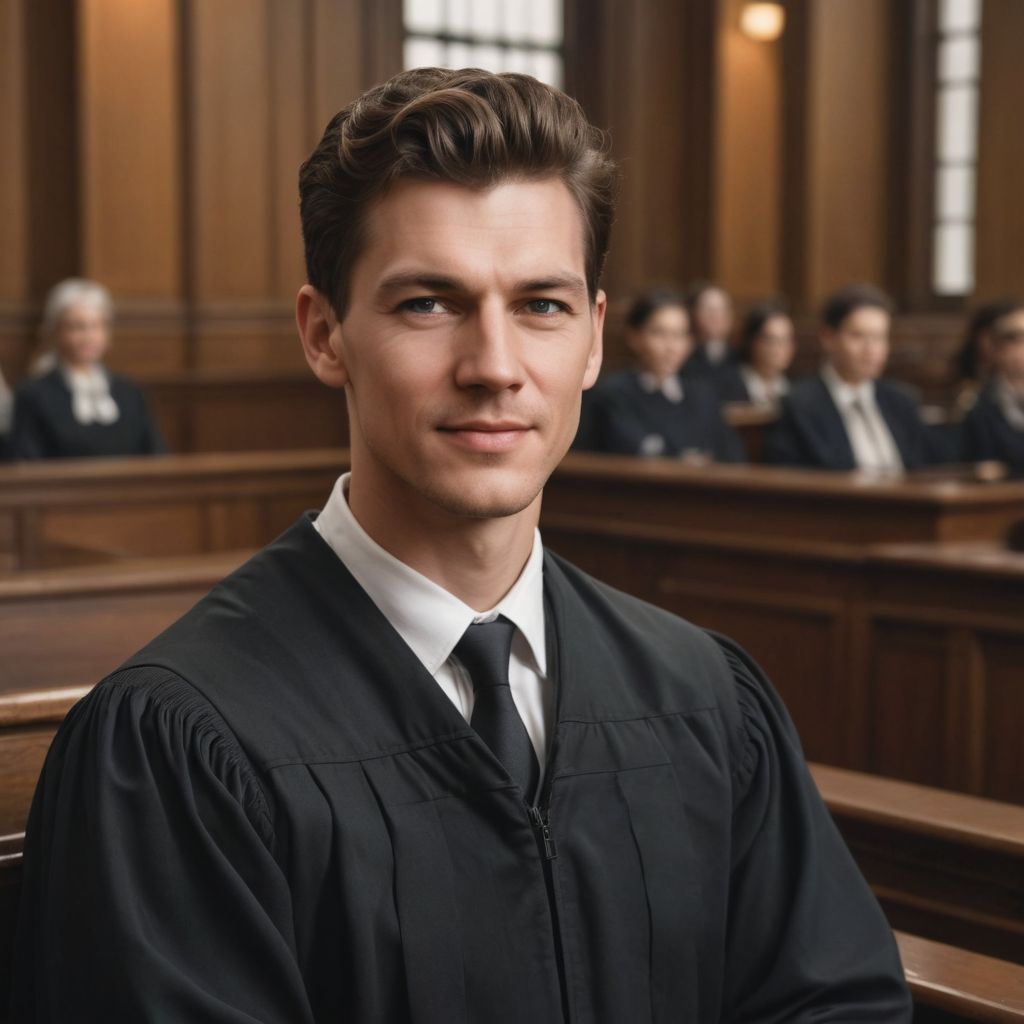 Convert Photo to Young Low Student in Court of Justice Smiling Style ...