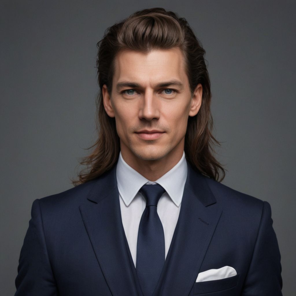 Convert Photo to Long Hair Suit Navy Blue Style (Free Online & AI-Powered)