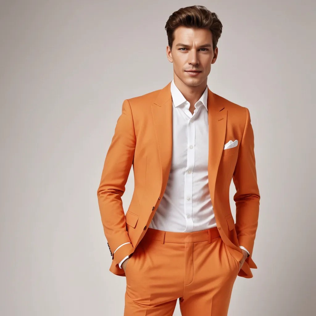 Convert Photo to Orange Suit White Ruffle Shirt Style (Free Online & AI ...