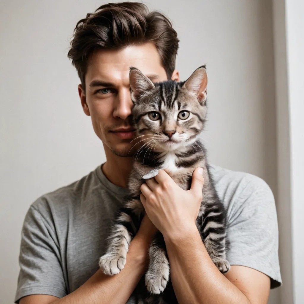 Convert Photo to Holding Gray and Black Tabby Kitten Style (Free Online ...