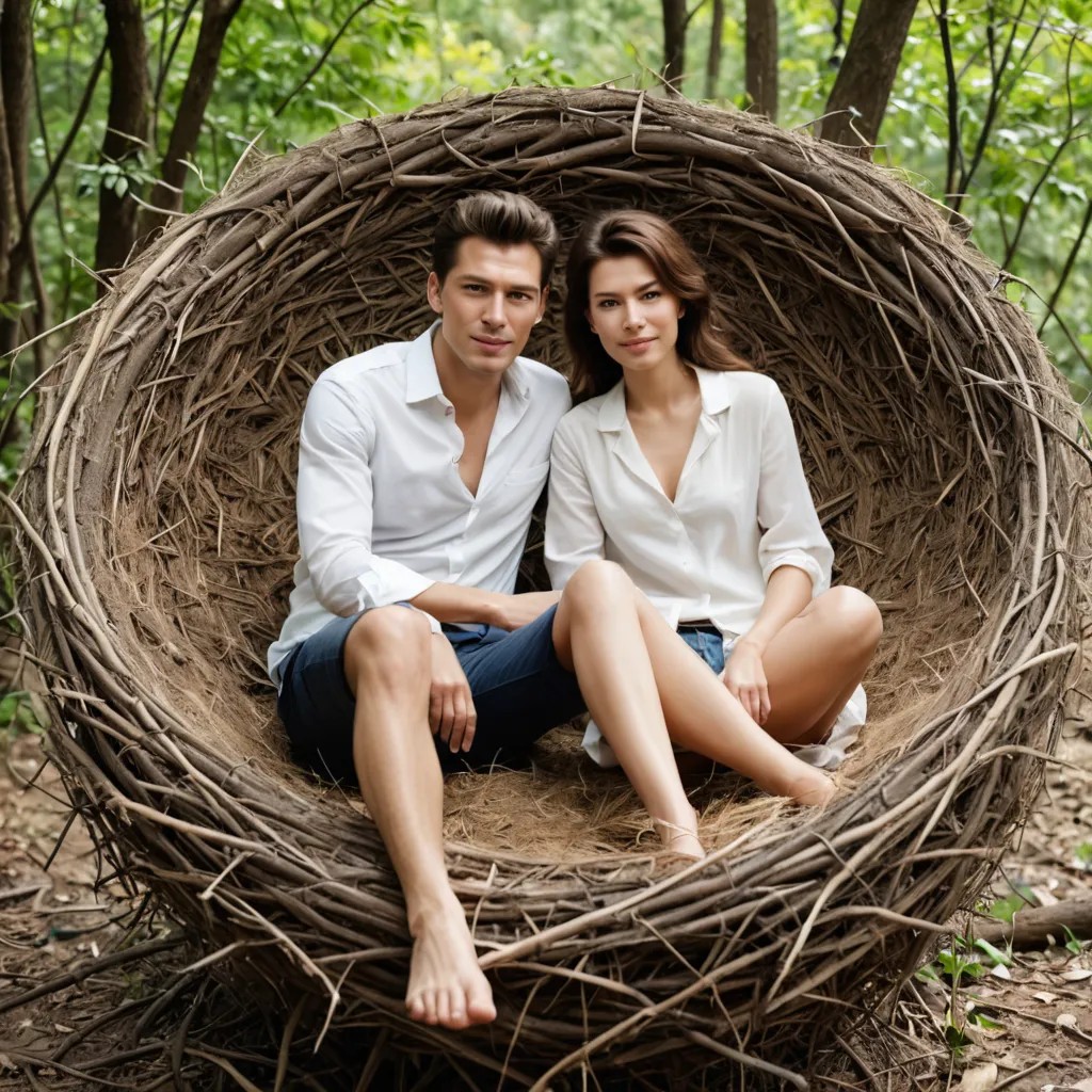 Convert Photo to Man and Woman Sitting in Bird's Nest Style (Free ...