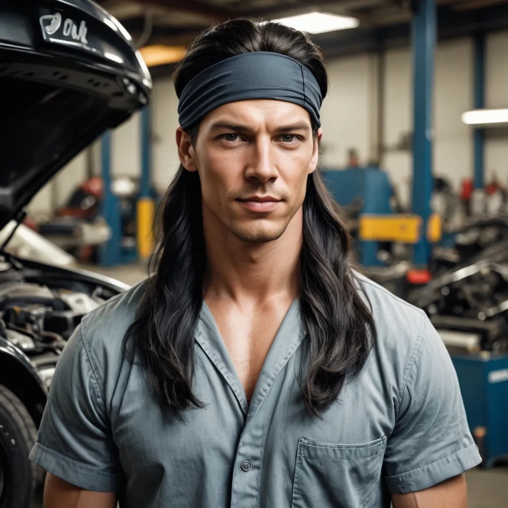 Convert Photo to Mechanic with Long Black Hair Wearing a Doo Rag Style ...