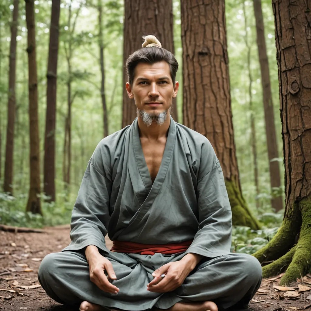 Convert Photo to Wise Old Seated Guru Without Head Wear In A Forest ...