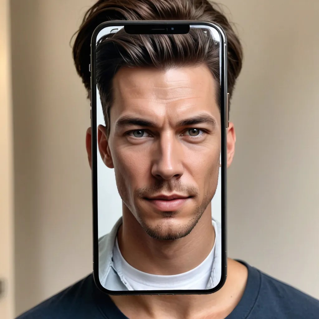 Convert Photo to Face Hidden Behind an iPhone 15 Pro for Profile ...