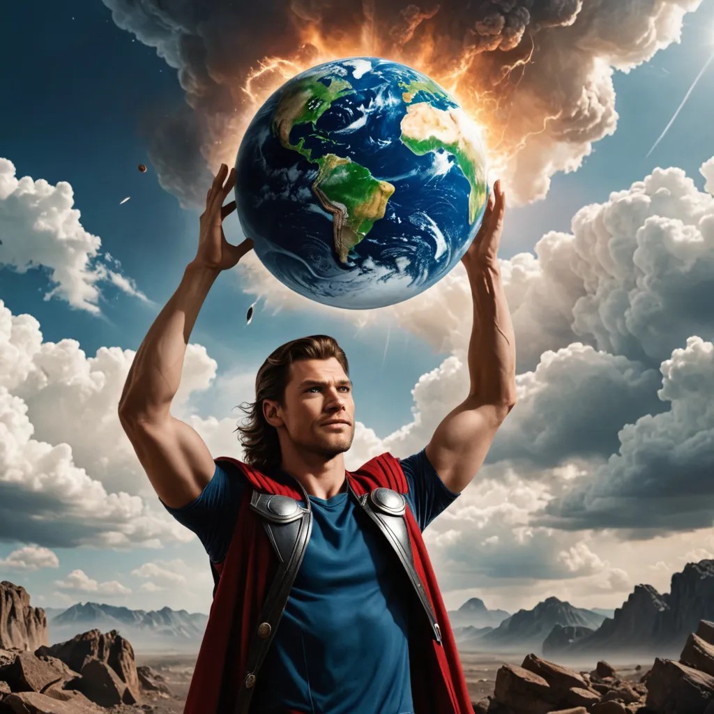 Convert Photo to Thor Lifting Earth Planet Over His Head Style (Free ...