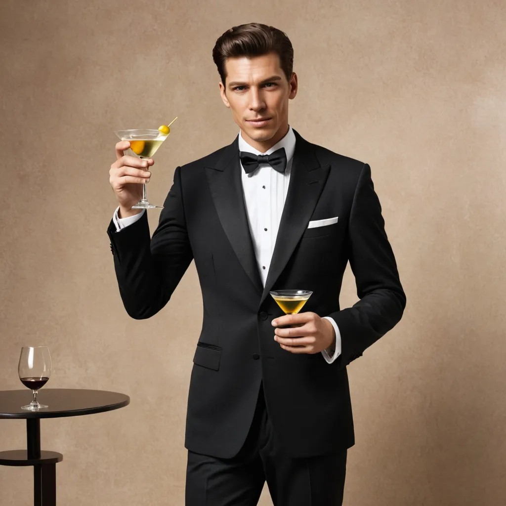 Convert Photo to Black Tux Holding a Martini Style (Free Online & AI ...