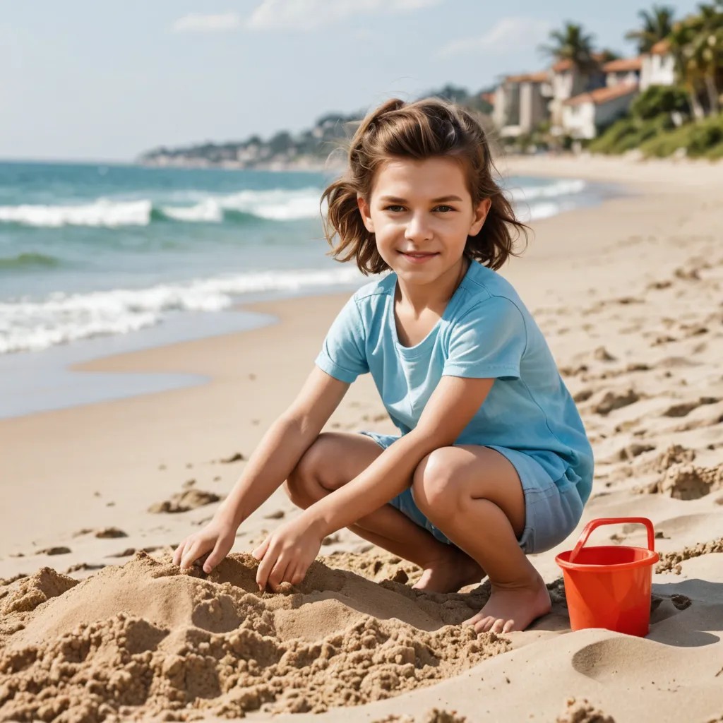 Convert Photo to Clipart Image of a Little Girl Playing in the Sand by ...